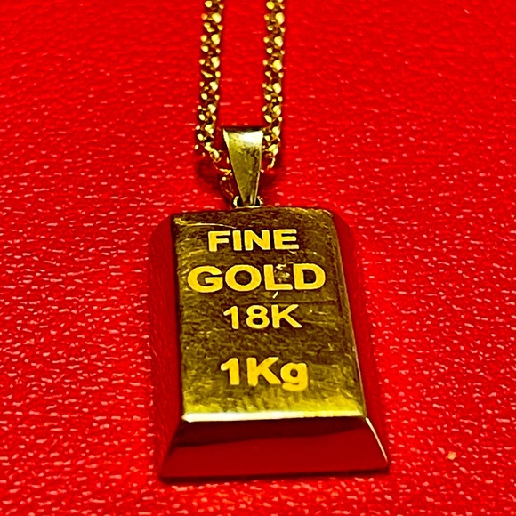 Dubai Gold | Jewelry | 8k Solid Gold Necklace With Mini Gold Bar ...